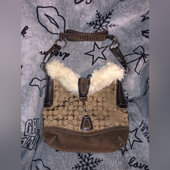 Coach | Bags | Coach Shoulder Bag W Fur And Leather Details | Poshmark